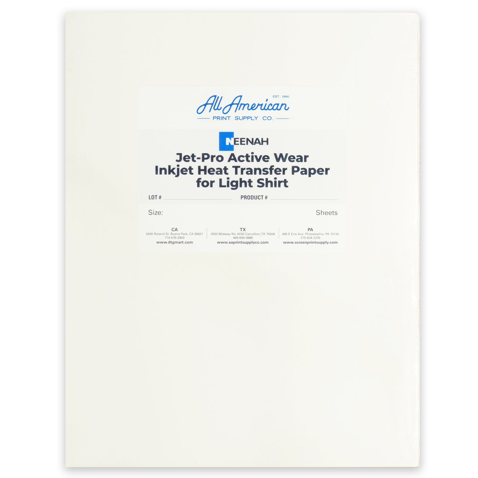 Neenah JETPRO Active Wear Inkjet Heat Transfer Paper | AA Print Supply
